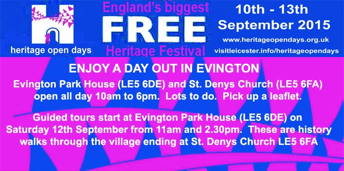 Heritage Open Day in Evington – 12th September – Evington Echo