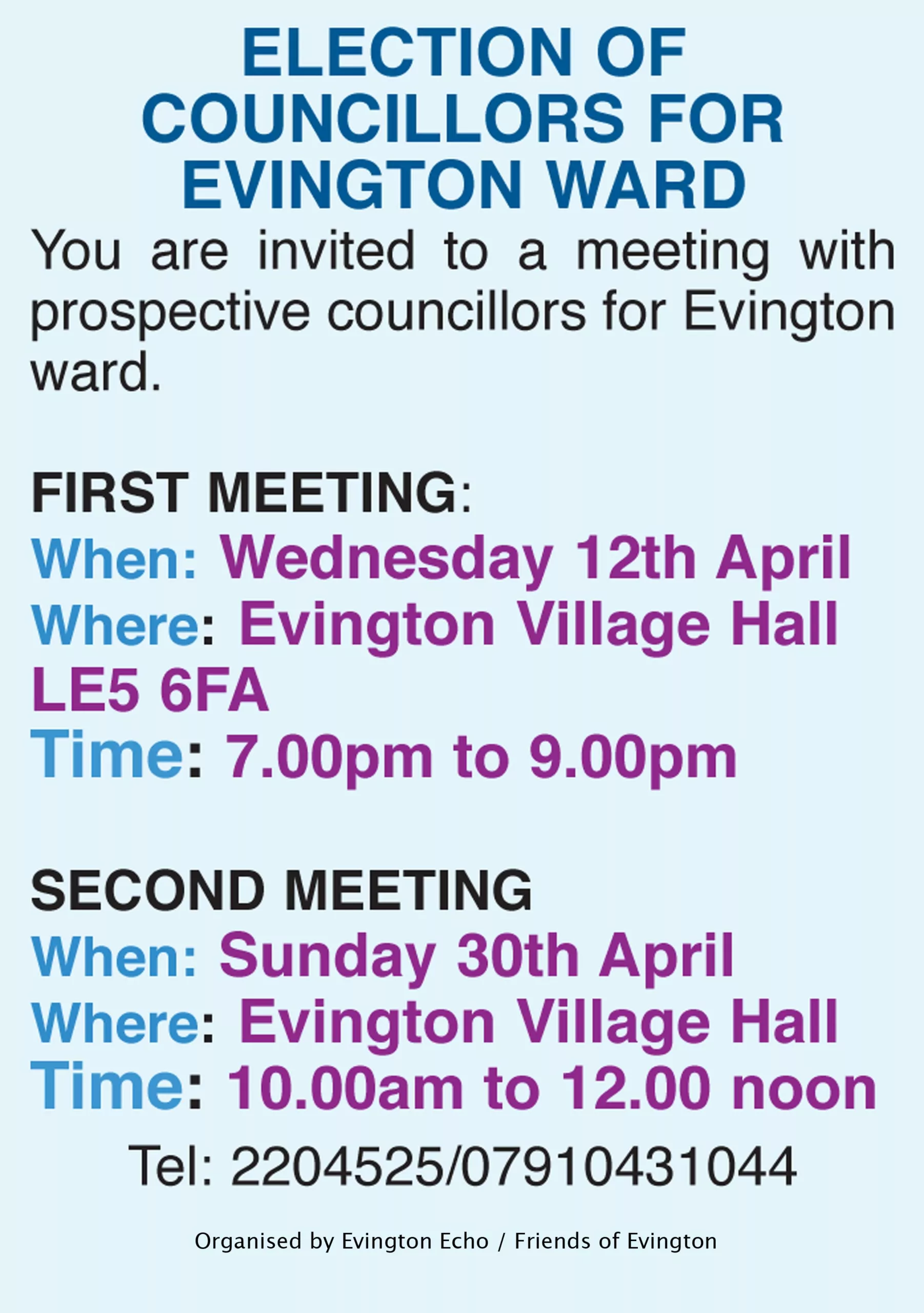 Evington’s Hustings Meeting: 12.04.23 – Evington Echo